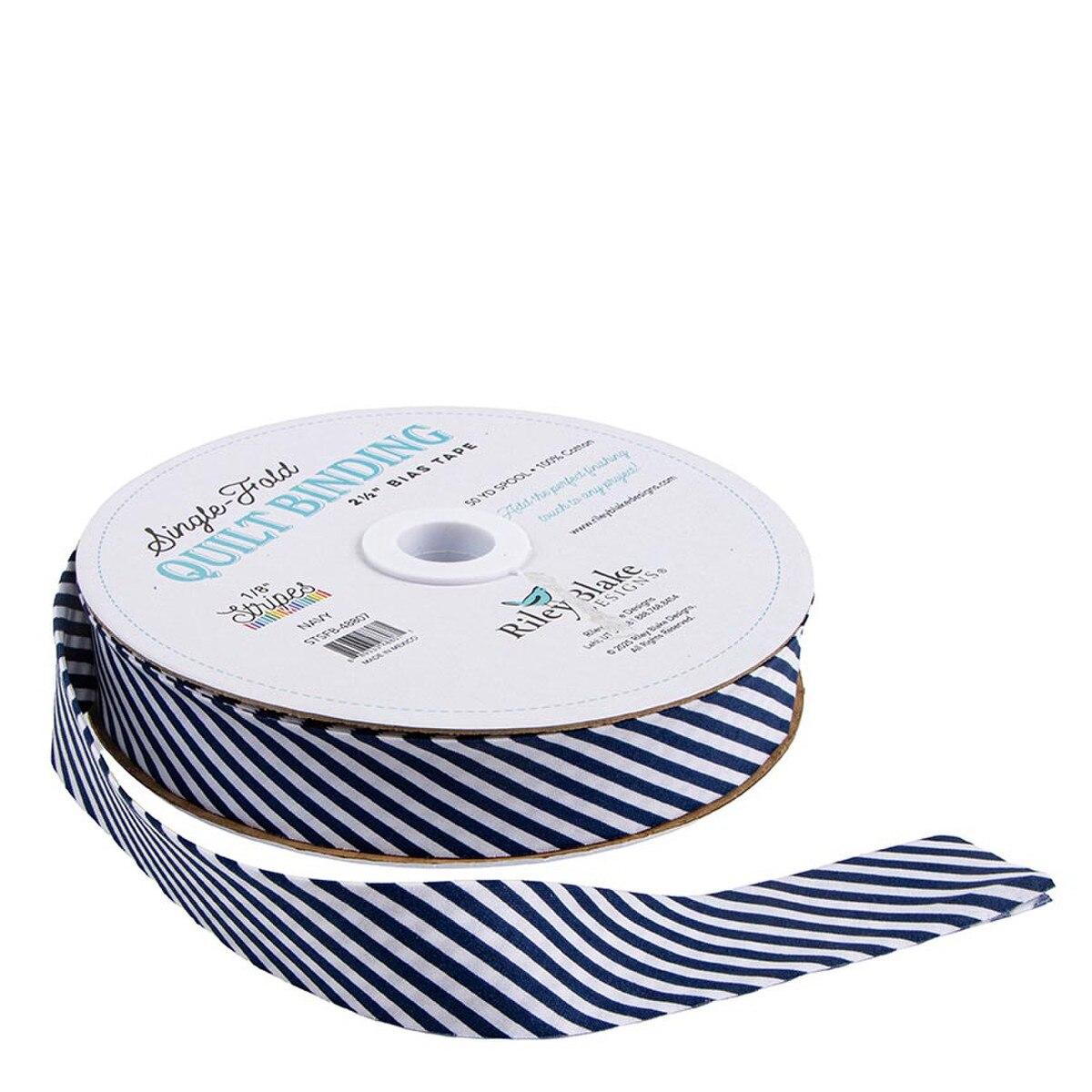 CWH Riley Blake Single-Fold Quilt Binding Stripe - 48807-NAVY