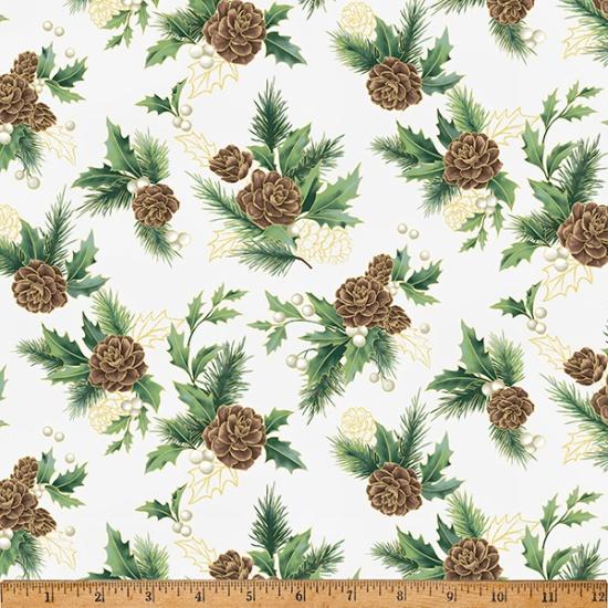 HFF Christmas Splendor - W7779-22G Ivory/Gold - Cotton Fabric
