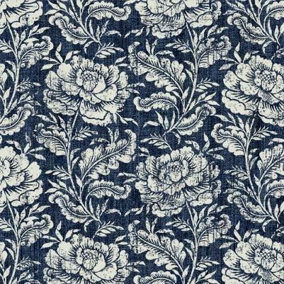 MM True Blue Woodcut Floral - DCX11803-NAVY-D - Cotton Fabric