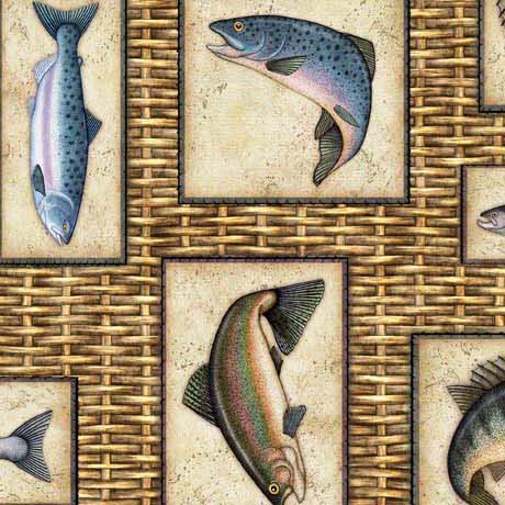 QT Fish Tails Fish Patch - 30068-AE Camel - Cotton Fabric