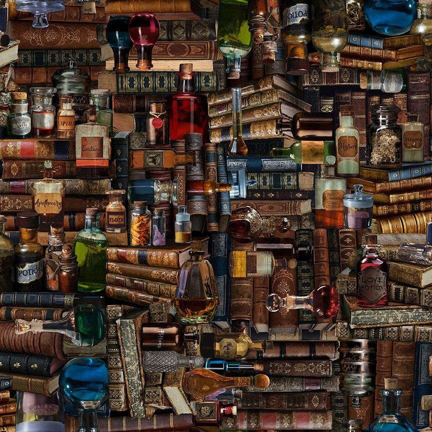 TT Packed Magic Books & Potions CD2530-MULTI - Cotton Fabric
