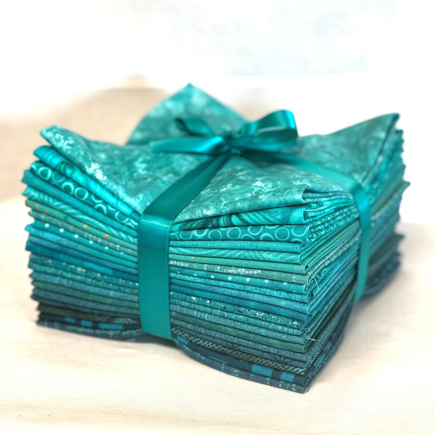 Assorted Teal Fat Quarter Bundle - 20 Fat Quarters - Precut